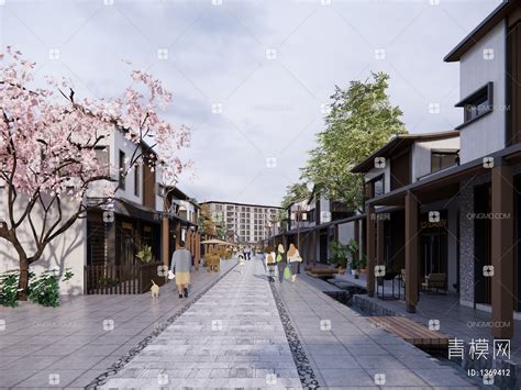 【商业街su模型】 Su8 0新中式enscape有商业街su模型下载 Id1369412 免费su模型库 青模su模型网