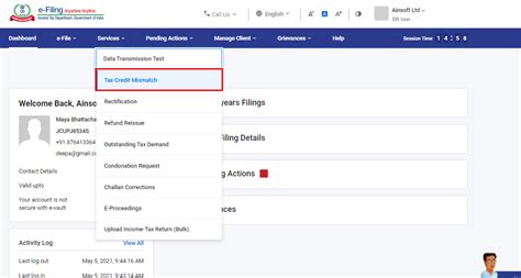 View Tax Credit Mismatch User Manual Income Tax Department