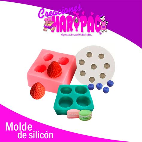 Moldes De Silicón Pack Velas Postres Fresas Blueberries Y Macarrones Creaciones Marypao