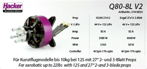 Q80 8L V2 Kv135 Hacker Q80 Hacker Outrunner Brushless Motors