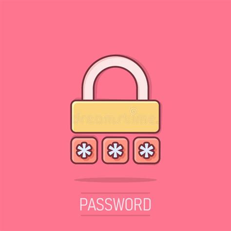 Login Icon In Comic Style Password Access Cartoon Vector Illustration