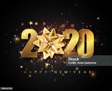 황금 선물 활 색종이 흰색 번호와 2020 새해 벡터 배경 겨울 휴가 인사말 카드 디자인 템플릿입니다 크리스마스와 새해 포스터