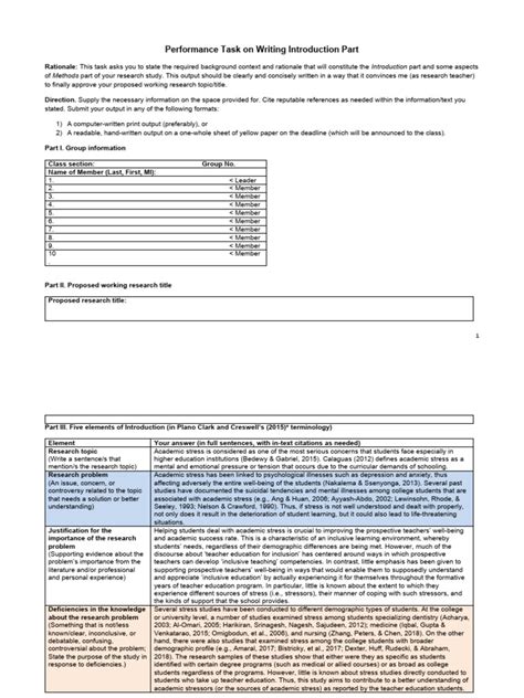 1 Performance Task Introduction Part Pdf