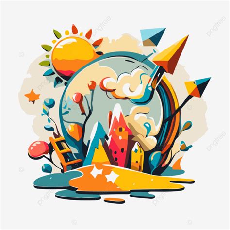 다채로운 구름과 개체 만화와 예술적 클립 아트 그림 벡터 예술적 클립 아트 만화 Png 일러스트 및 벡터 에 대한 무료 다운로드 Pngtree