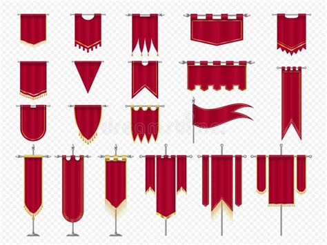 Royal Flags Medieval Banners And Trophy Luxury Fantasy Empty Flags