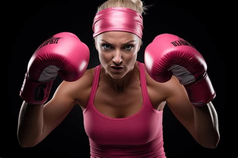 Premium Photo A Woman Wearing Pink Boxing Gloves And A Pink Top