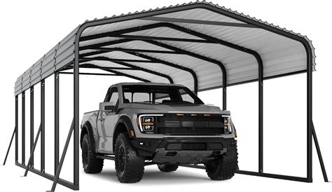 12x24 Ft Metal Carport Heavy Duty Galvanized Steel Roof