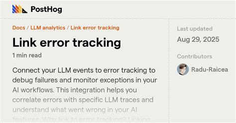 Link Error Tracking Docs Posthog