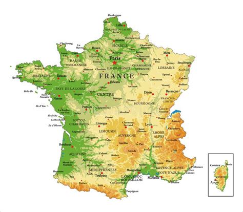 France Physical Map Stock Vector Illustration Of Carlo 85003173