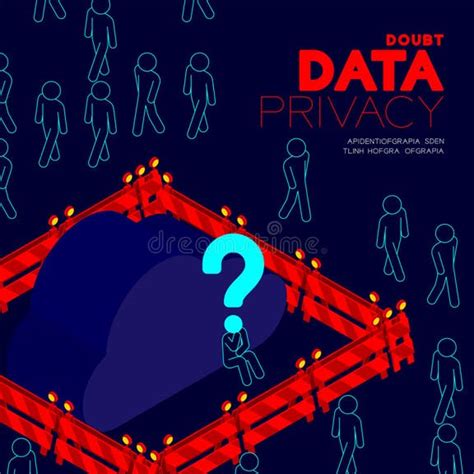 Doubt Data Privacy Problem Concept Man Pictogram Question Mark Head Sitting Isometric Cloud
