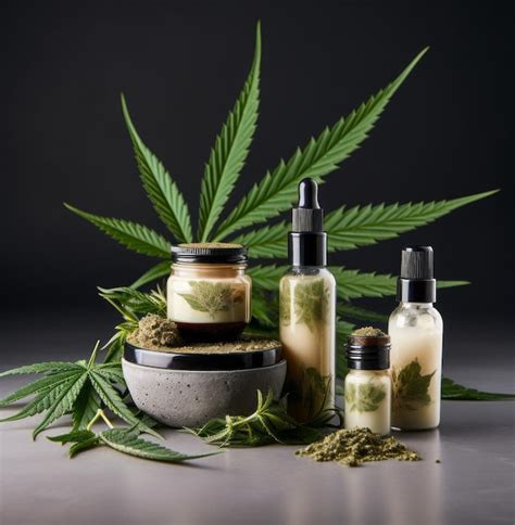 Beauty Creams With Cannabis Buds Moisturizing Cream Serum Lotion On