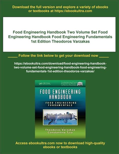 Food Engineering Handbook Two Volume Set Food Engineering Handbook Food
