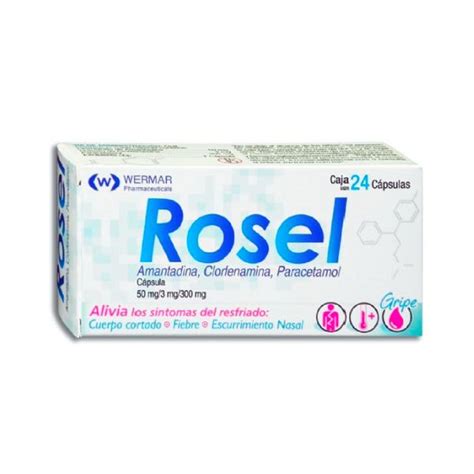 Rosel Amantadina Clorfenamina Paracetamol 50 Mg3 Mg 300 Mg Caja 2