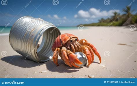 A Male Hermit Crab Is Looking For His New Hat Stock Illustration