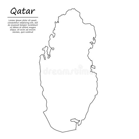 Mapa De Contornos Simples Do Qatar No Estilo De Linha De Esboço Ilustração do Vetor Ilustração