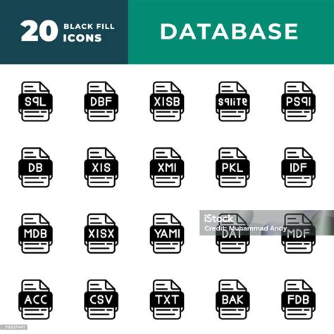 문서 파일 형식 아이콘 Set을 클릭합니다 파일 및 확장자 형식 아이콘 블랙 필 디자인 Sql Xml Csv 벡터 일러스트 레이 션입니다 0명에 대한 스톡 벡터 아트 및