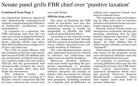 Dawn Epaper Jun 21 2024 Senate Panel Grills Fbr Chief Over