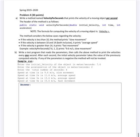 solved spring 2019 2020 problem 4 30 points a write a