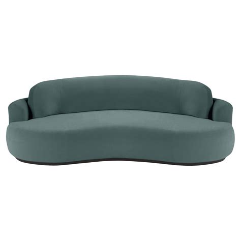 Naked Curved Sofa Small With Beech Ash And Teal For Sale At Stdibs