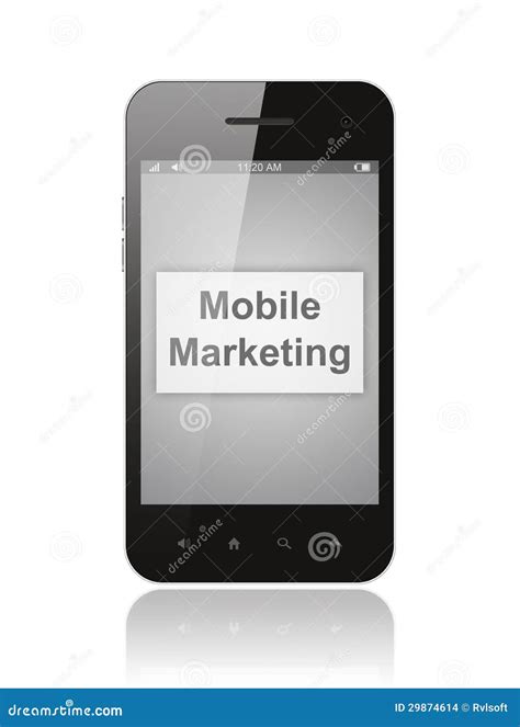 Smart Phone With Mobile Marketing Button Stock Illustration