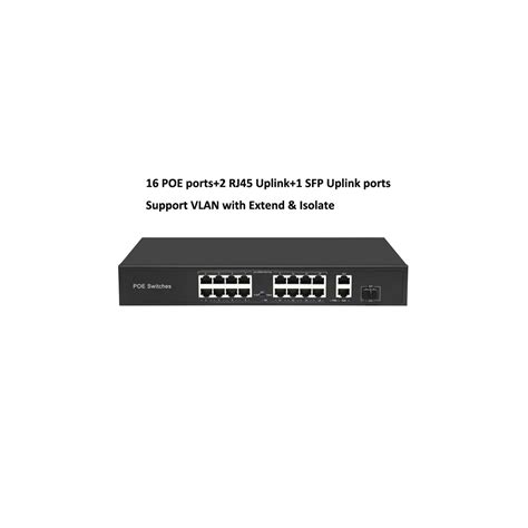 16 Ports 200w Power Supply Poe Switch 48v With 2 Gigabit Ethernet