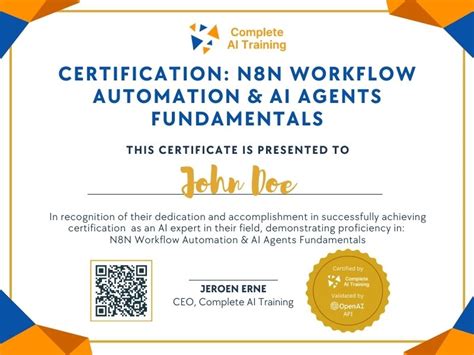 Certification N8n Workflow Automation And Ai Agents Fundamentals