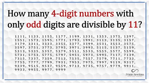 How Many 4 Digit Numbers With All Odd Digits Are Divisible By 11 Youtube