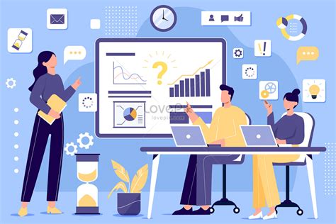 비즈니스 사무실 공개 회의 벡터 일러스트레이션 일러스트 무료 다운로드 Lovepik