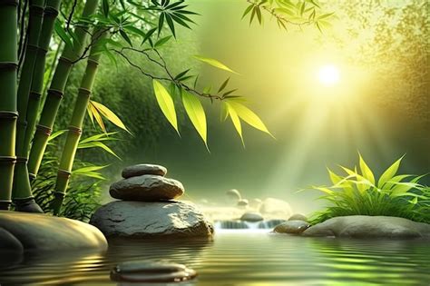 Premium Photo Relaxing Spa With Bamboo Stone And Water Zen Nature Scenery