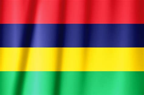 Ondeando La Bandera De Mauricio La Bandera Tiene Una Textura De Tela