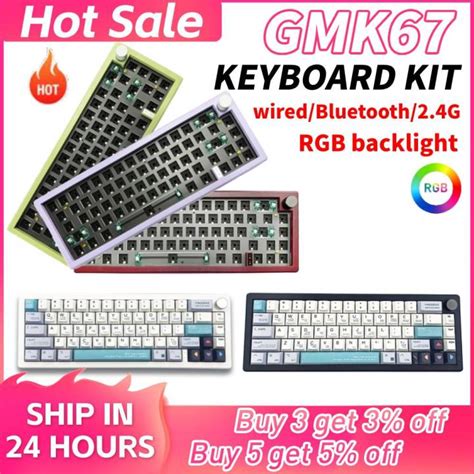 GMK67 Customized Mechanical Keyboard Kit RGB Backlit USB Bluetooth 2.4G ...