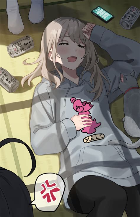Safebooru 3girls Absurdres Ahoge Alcohol Anger Vein Awa Subaru Beer