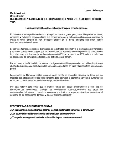 Lunes 18 De Mayo Radio Pdf Entorno Natural Contaminación
