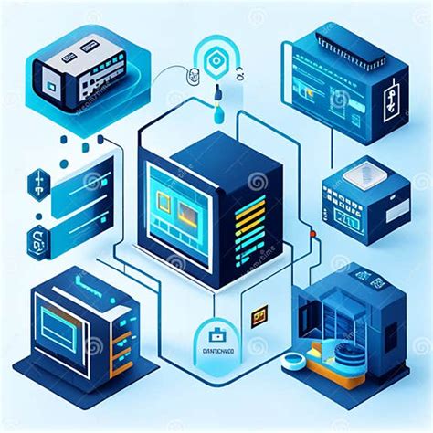 Isometric Datacenter Concept Big Data Processing Cloud Computing