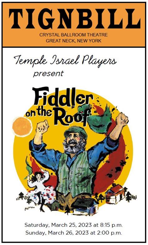 Temple Israel Players “fiddler On The Roof” Program Temple Israel Of