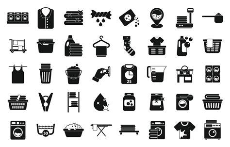 Laundromat Icons Set Simple Vector Laundry Room 38949993 Vector Art At