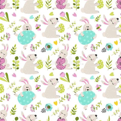 Seamless Pattern With Easter Bunny Stock Vector Illustration Of
