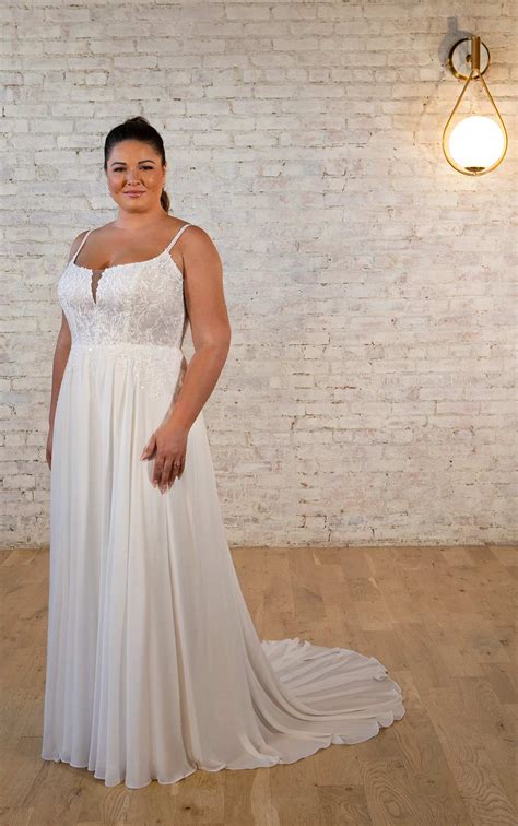 A Line Wedding Gown With Sleeves Plus Size