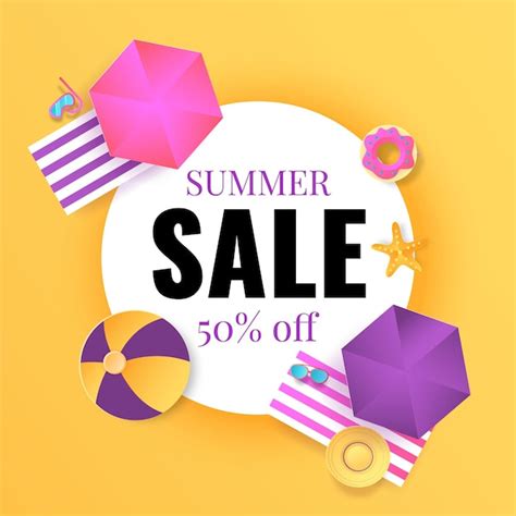 Premium Vector Summer Sale Banner Seasonal Discount Cartoon Promotion