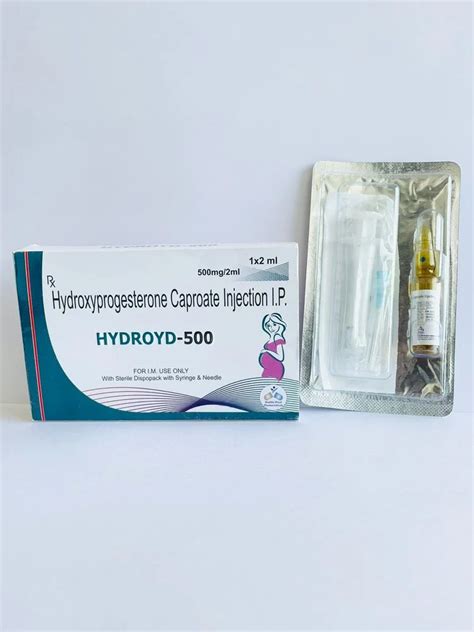 500mg Hydroxyprogesterone Caproate Injection I P Packaging Size 1 2 Ml Dose 1 Ampoule Of