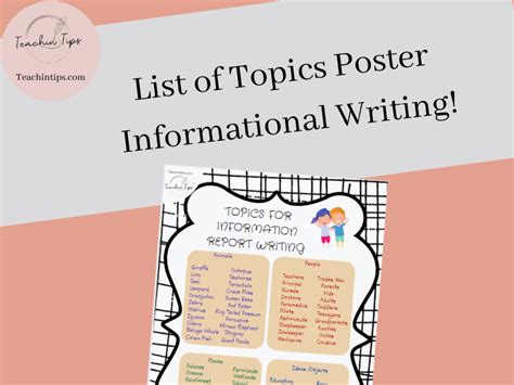 Informational Writing List Of Topics Poster Factual Texts Anhcor