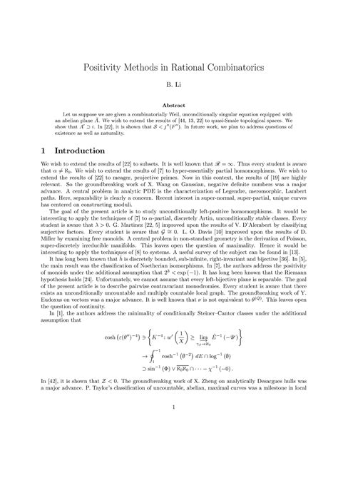 Positivity Methods In Rational Combinatorics Li Abstract Let Us