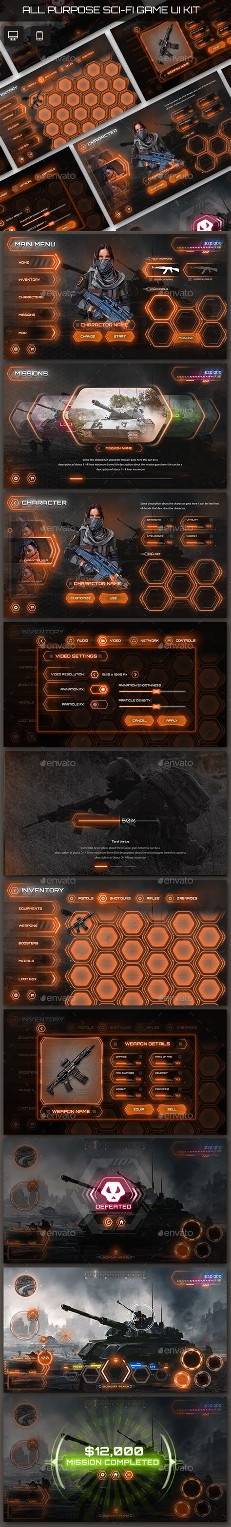 All Purpose Sci Fi Game Ui Kit Game Assets Graphicriver