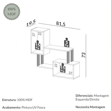 Nicho Retangular Em Mdf F25 Freijó Preto 81x73x19 Cm Dalla Costa Br
