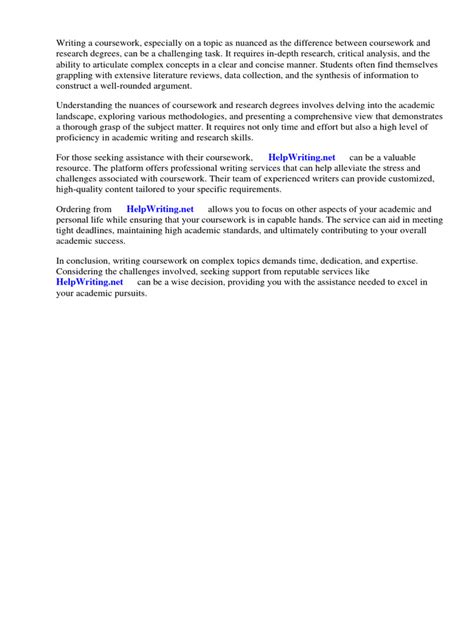 Difference Between Coursework And Research Degrees Pdf Academic Degree Thesis