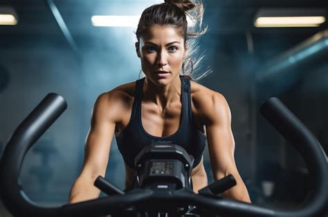 Premium Ai Image Crossfit Woman Doing Intense Cardio Training On