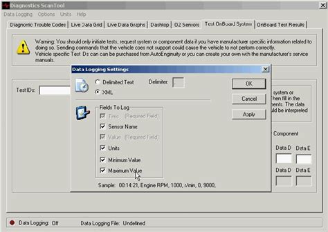 OBD Automotive Scan Tool Data Logging Display