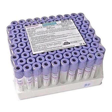 Tubo para coleta a vácuo EDTA K Roxo mL Racks unidades cada mod