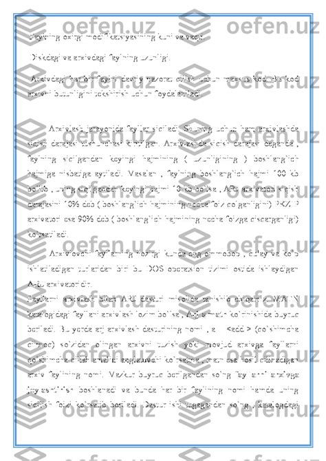 Arxivator Dasturlari Fayl Va Kataloglarni Arxivlash Arxivlash Vazizfasi Va Prinspi