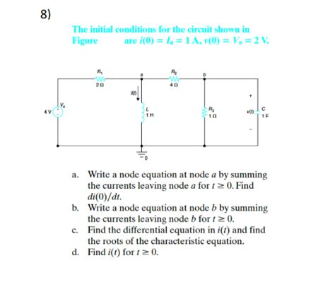 solved the initial conditions for the circuit shown in